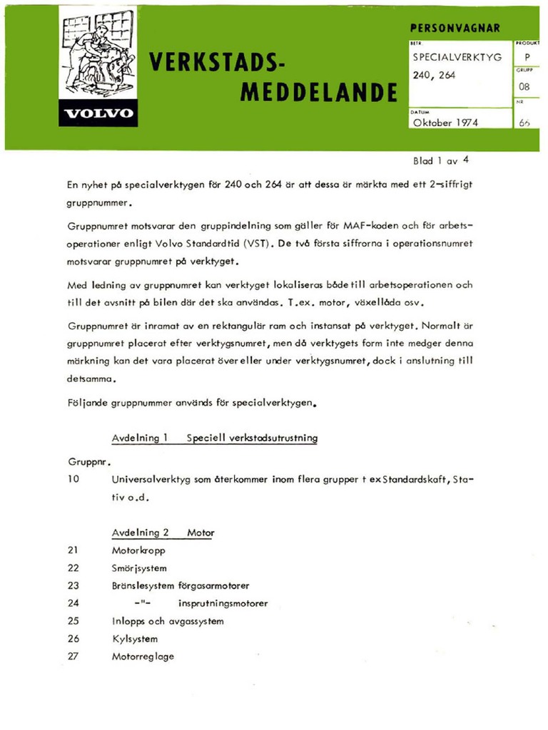 Volvo 200 SVO Verktyg | PDF