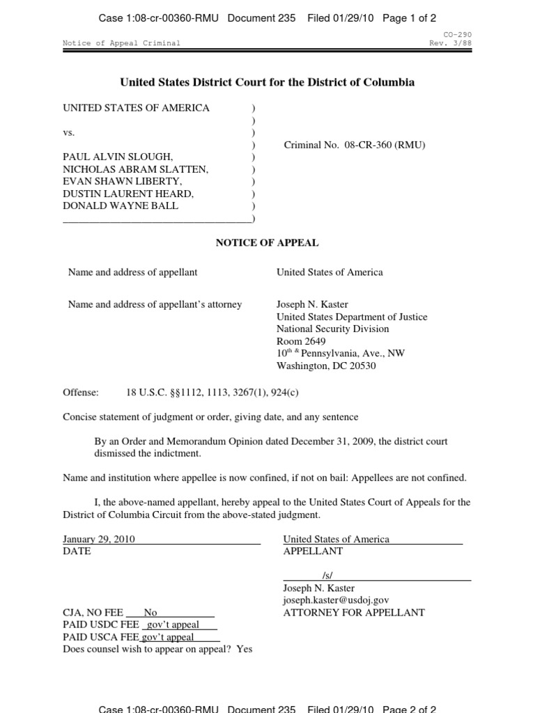 Notice of Appeal | PDF | Appeal | Government Information