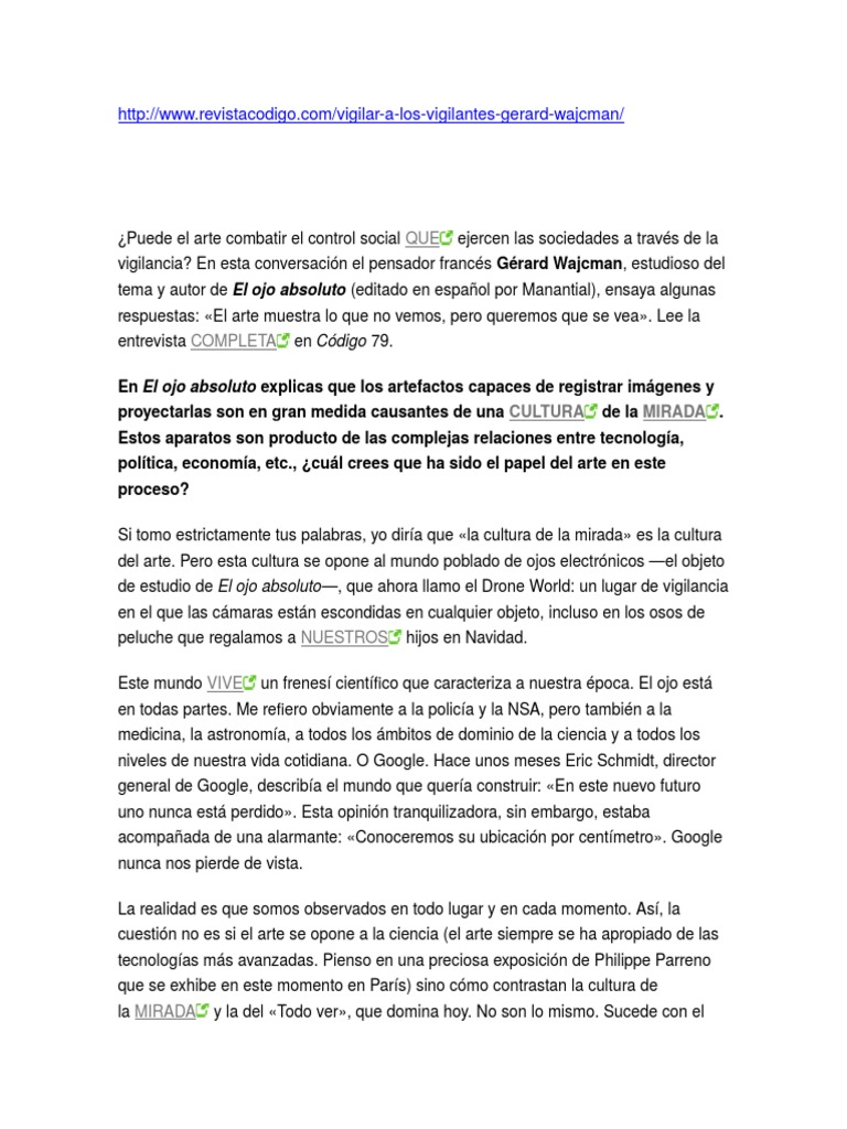 Arte vs Vigilancia: La Mirada Humana | PDF | Science | Percepción visual