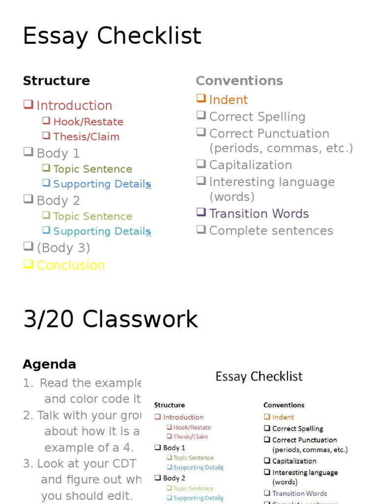 Essay Writing Checklist Guide | PDF