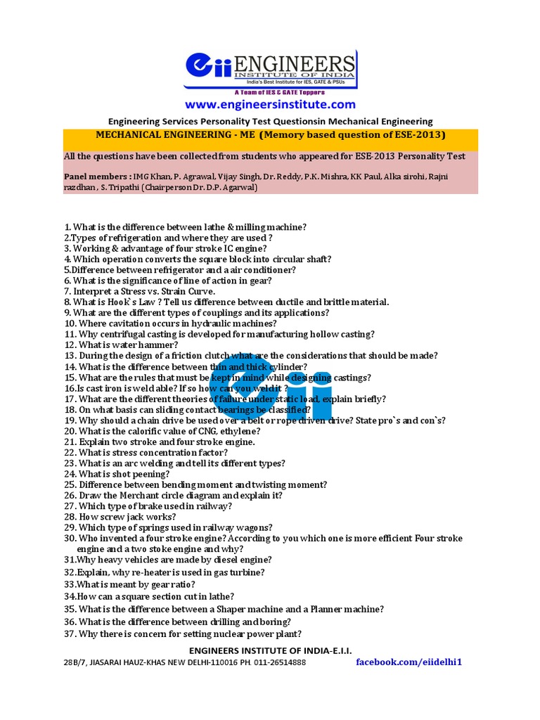 Ies Ese Mechanical Previous Questions | PDF | Engines | Pump