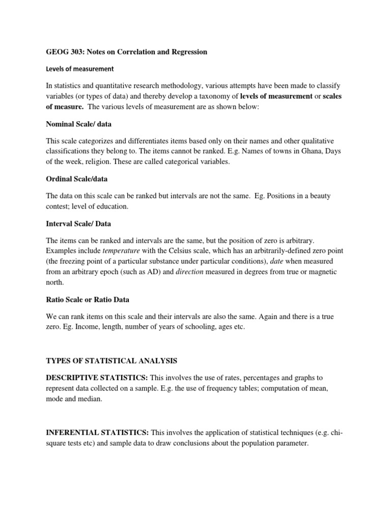 Regression and Correlation Notes | Download Free PDF | Level Of ...