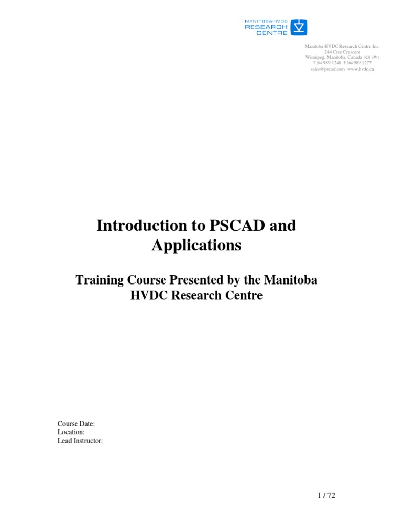 PSCAD Introduction1233 | PDF | Capacitor | Transformer