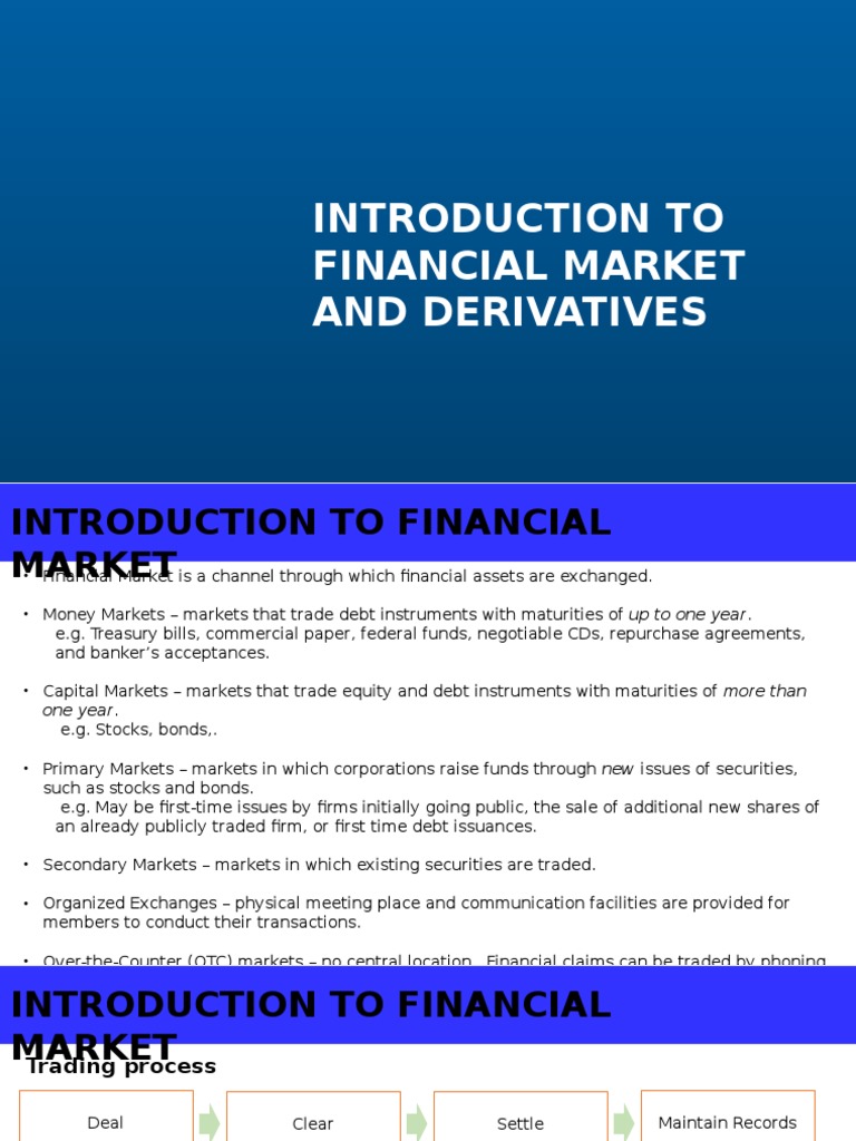 Week 1 Introduction To Financial Market and Derivatives | PDF ...