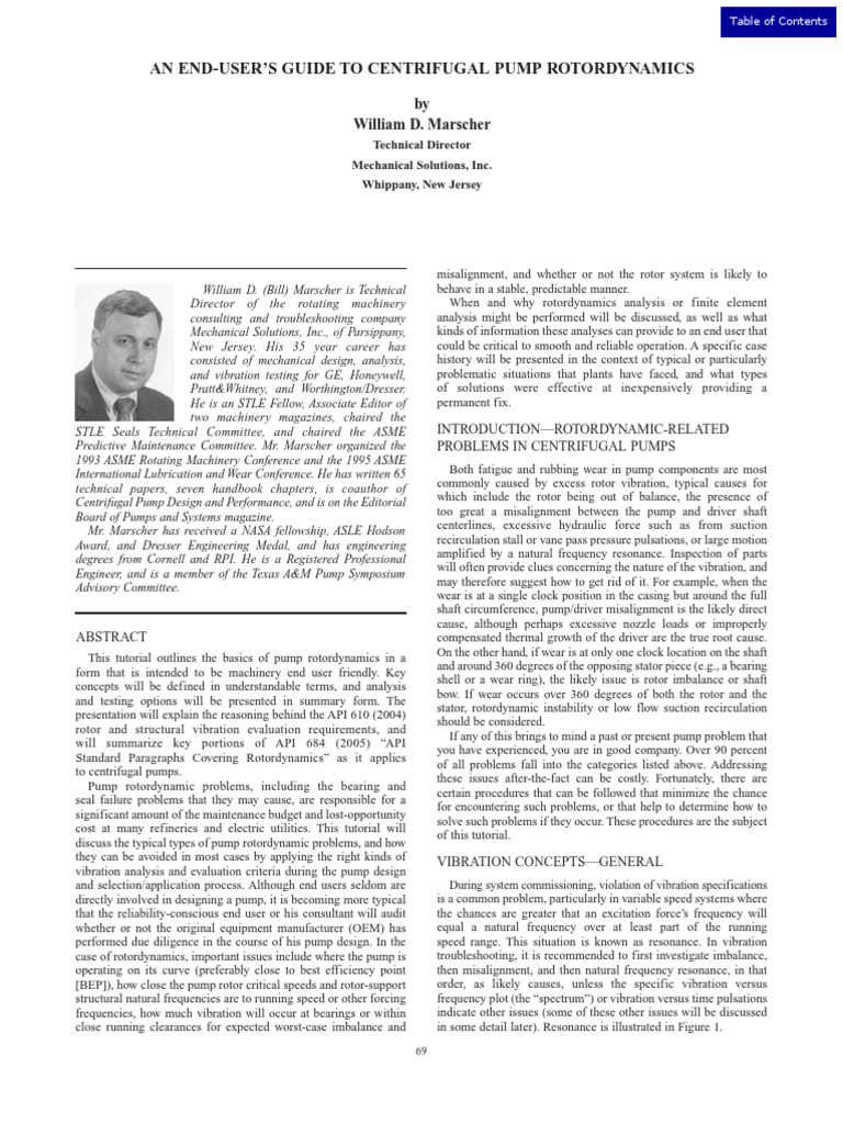 An Endusers Guide To Centrifugal Pump Rotordynamics | PDF | Bearing (Mechanical) | Resonance