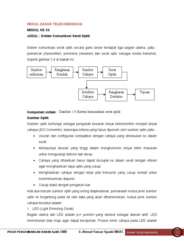Sistem Komunikasi Serat Optik Dasar | PDF