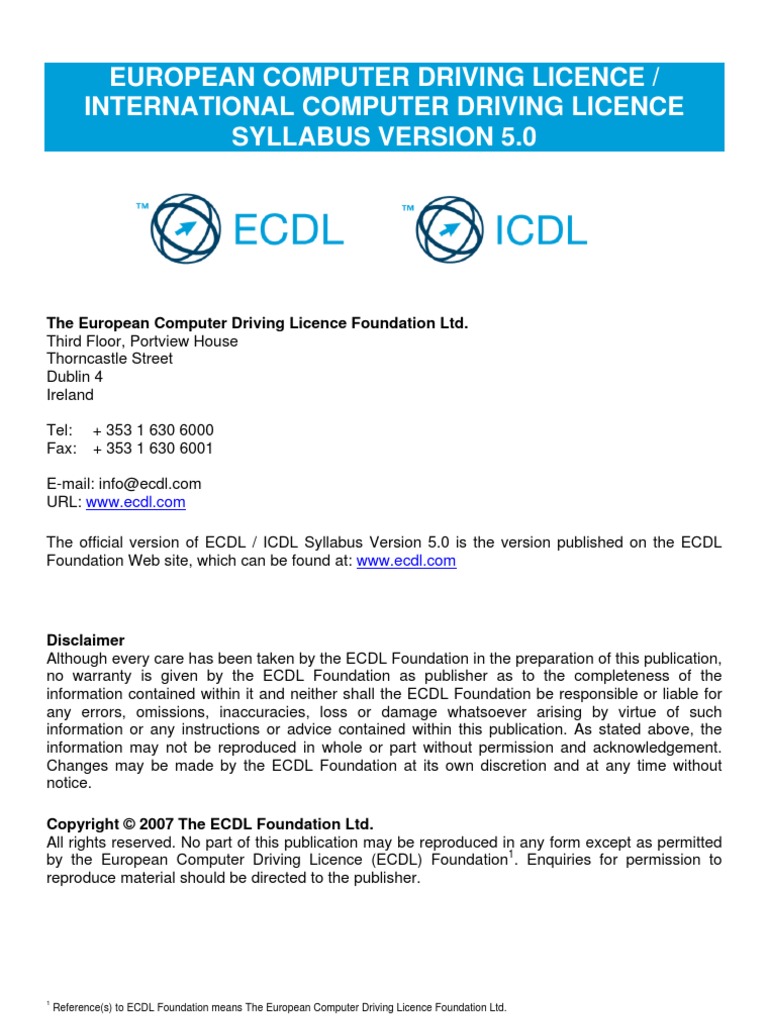 ECDL ICDL Syllabus Version 5.p | PDF