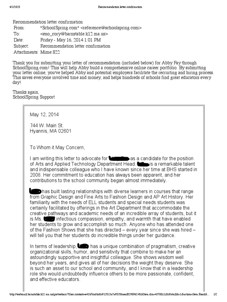 Recommendation Letter #1 | PDF | Leadership | Learning