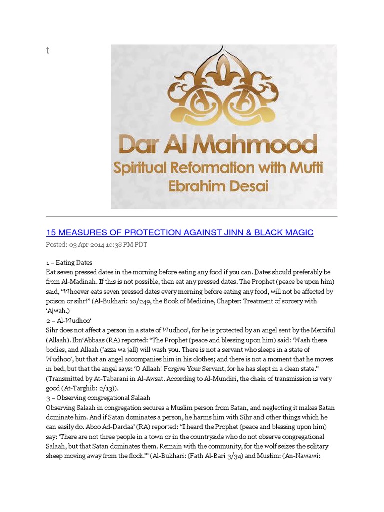 15 Measures of Protection Against Jinn & Black Magic | PDF | Muhammad ...