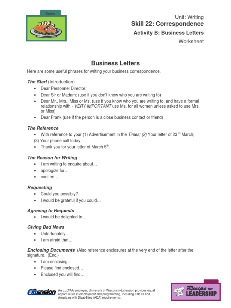 Business Letter Writing Guide | PDF