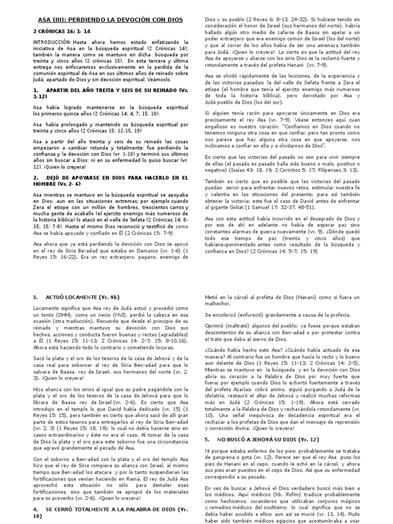 Asa. Rey de Israel Tema Biblico para Cristianos | PDF | Profeta | David