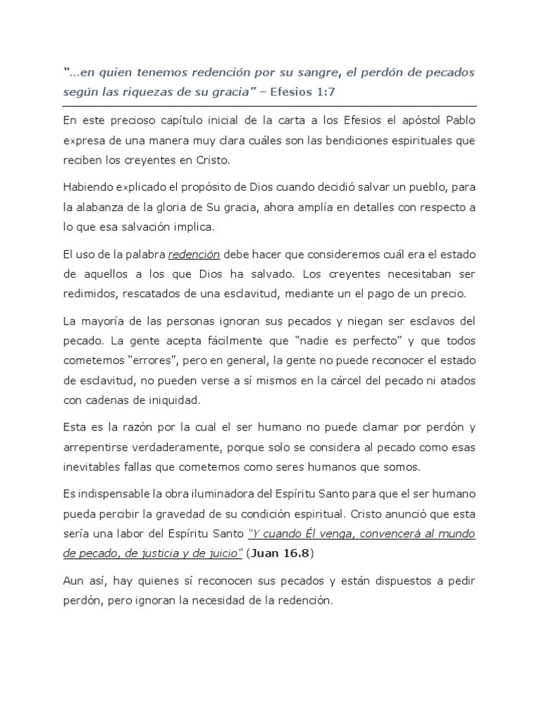 Devocional Efesios 1-7 | PDF | Pecado | Perdón