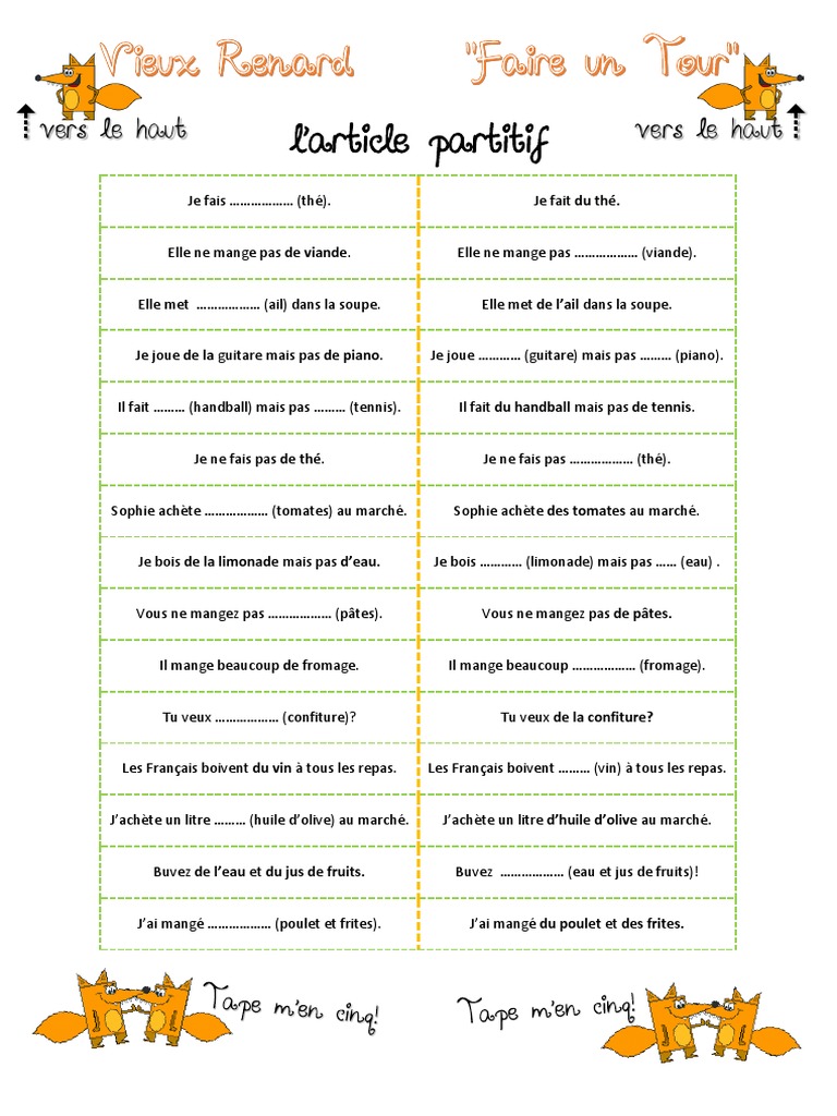 Jeu À Deux FLE - Article Partitif | PDF