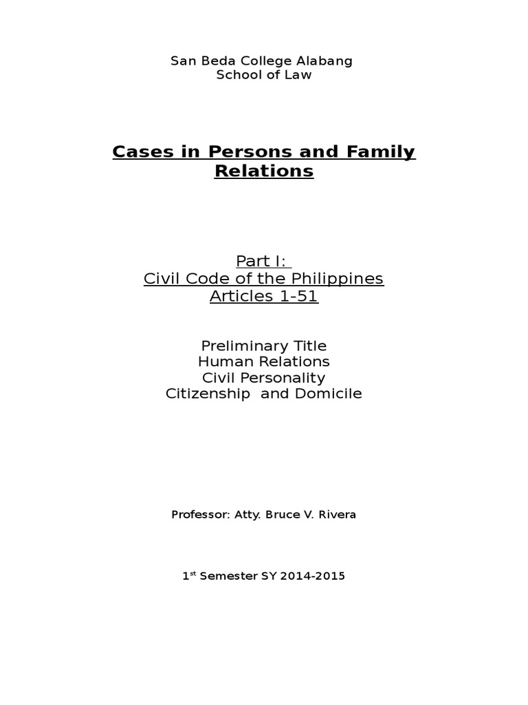List of Cases (Persons and Family Relations) | PDF | Private Law ...