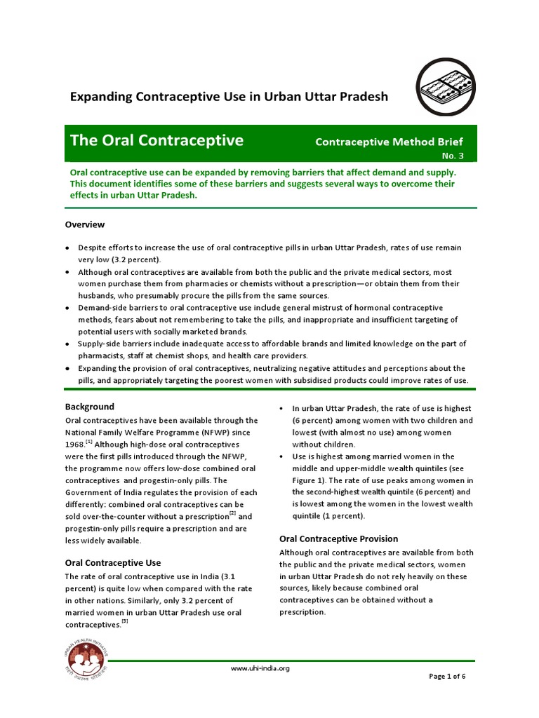 The Oral Contraceptive Expanding Contraceptive Use In Urban Uttar