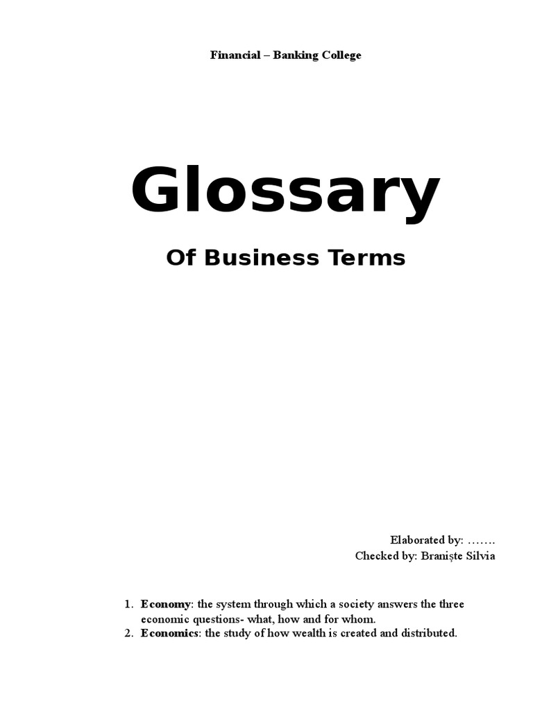 Glossary of Business Terms | PDF | Stocks | Ownership