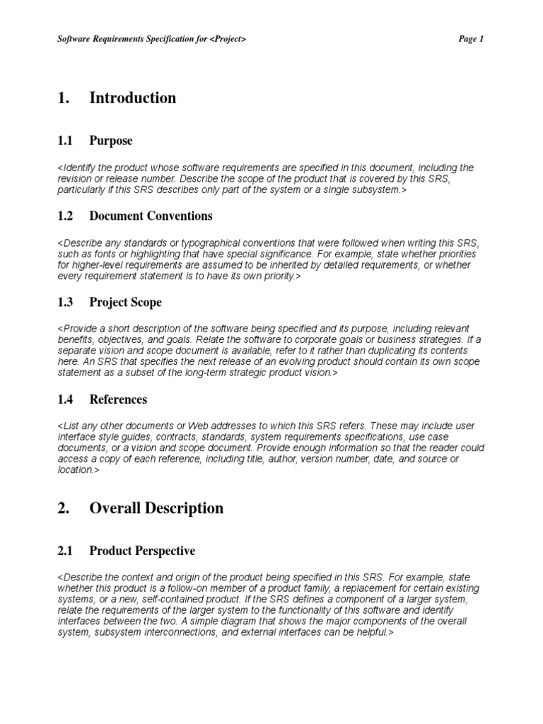 Srs Template | PDF | Specification (Technical Standard) | Information Technology Management