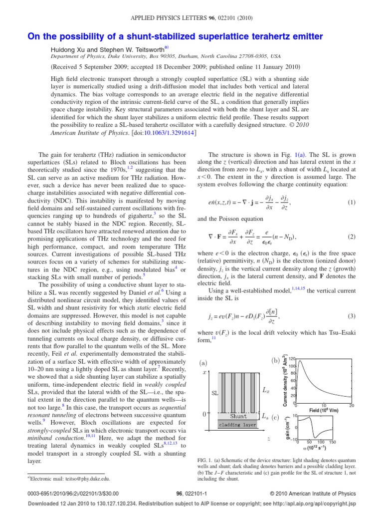 Applied Physics Letters 96, 022101 2010 | PDF | Terahertz Radiation ...