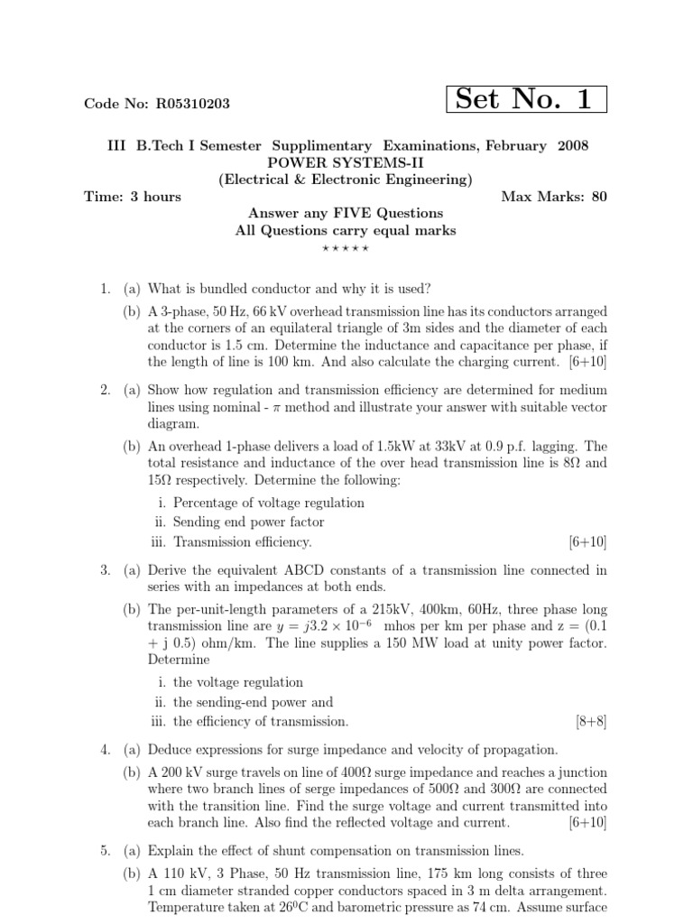 Power Systems II Exam Questions 2008 | PDF | Electric Power ...