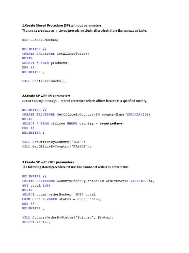 MYSQL Stored Procedures | PDF