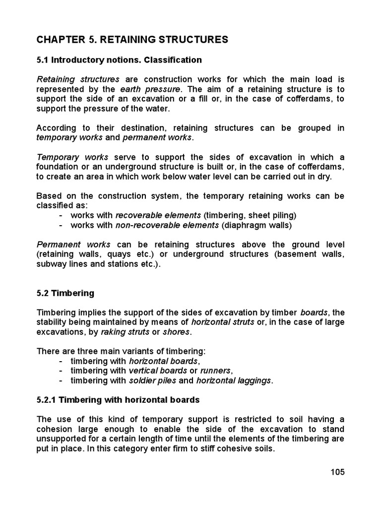 05 Retaining Structures | PDF | Deep Foundation | Bending