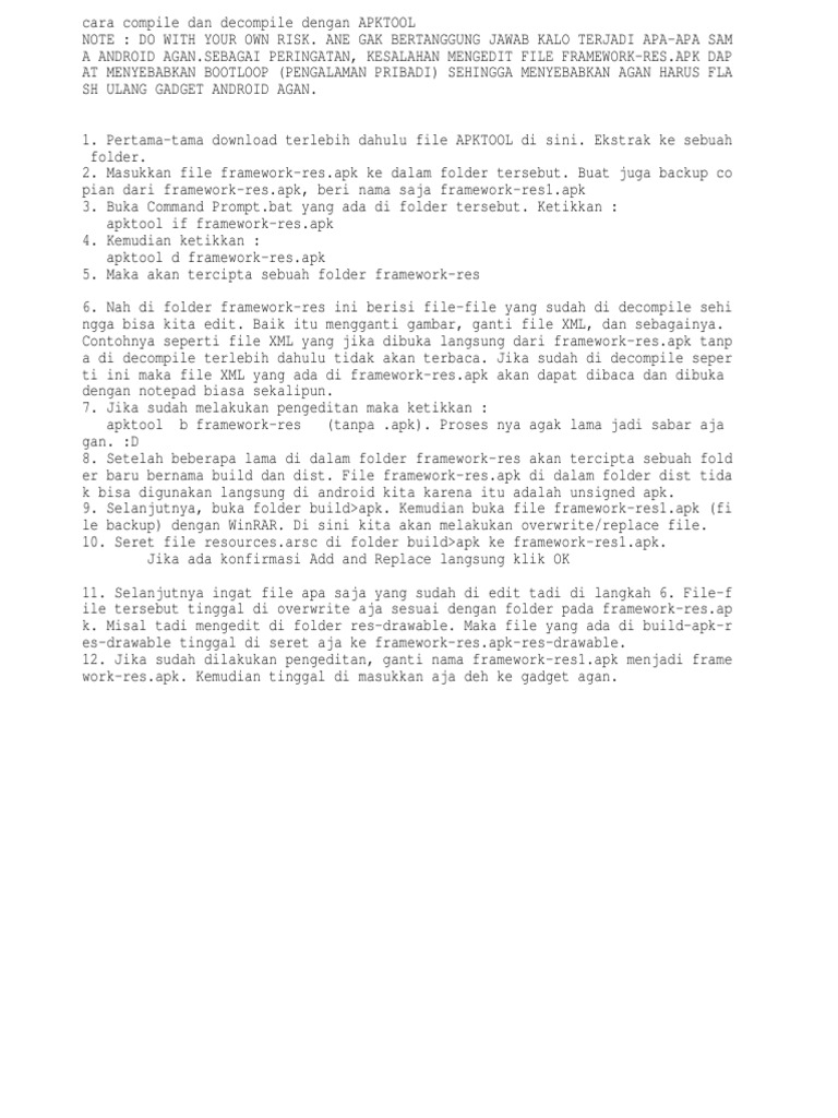 Cara Compile Dan Decompile Dengan APKTOOL | PDF