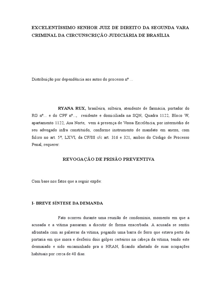 Topo 81 Foto Modelo Revogação Prisão Preventiva Vn