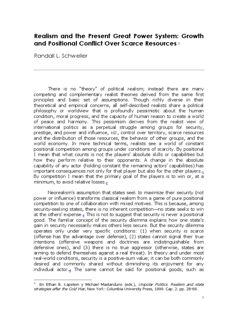 Realism and Power Dynamics in Politics | PDF | Polarity (International ...