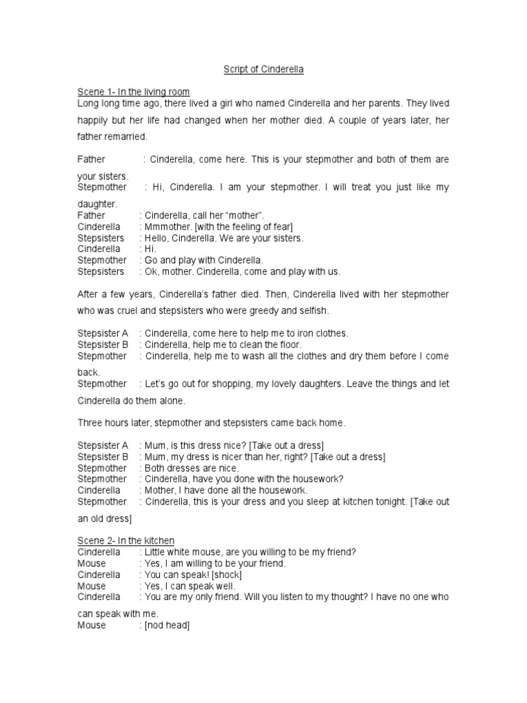 Cinderella Script | Cinderella