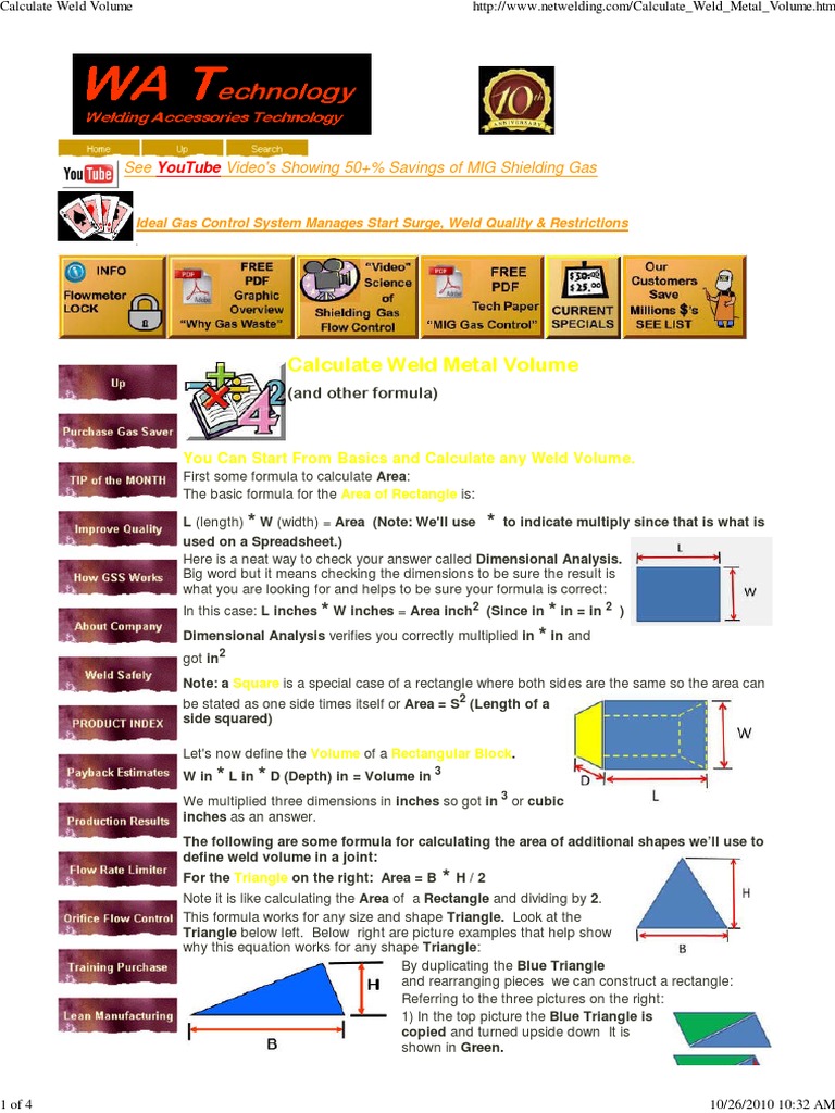 Calculate Weld Volume | PDF | Area | Welding