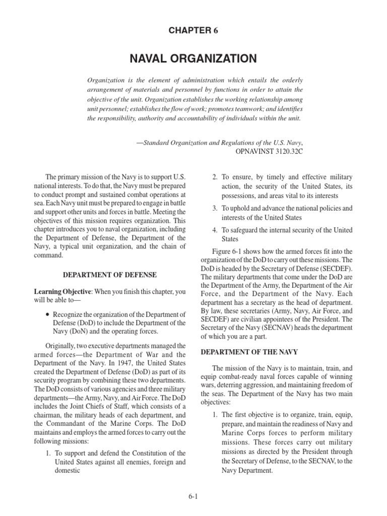 Naval Organization: Department of Defense Learning Objective: When You ...