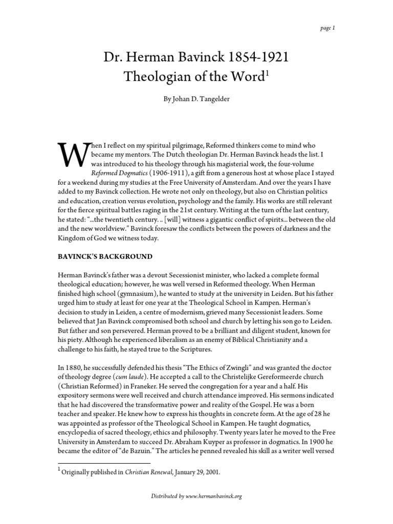 The Life and Legacy of Herman Bavinck: A Brilliant Dutch Theologian ...