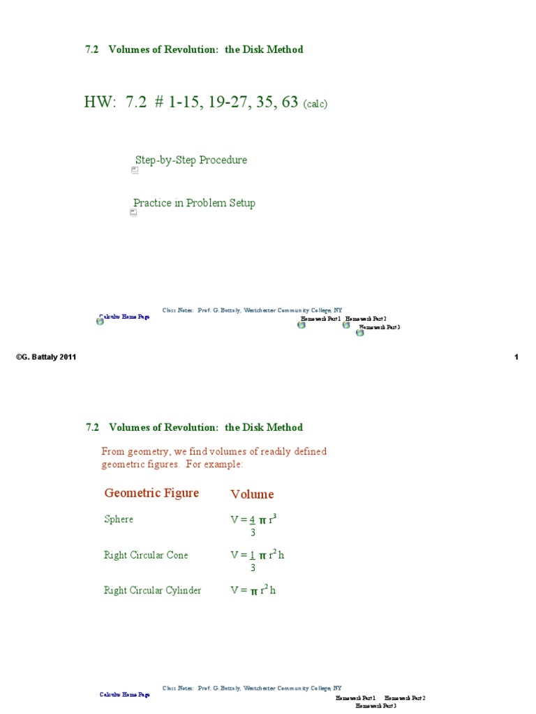 7 2 Volumes of Revolution Disk | PDF | Integral | Volume