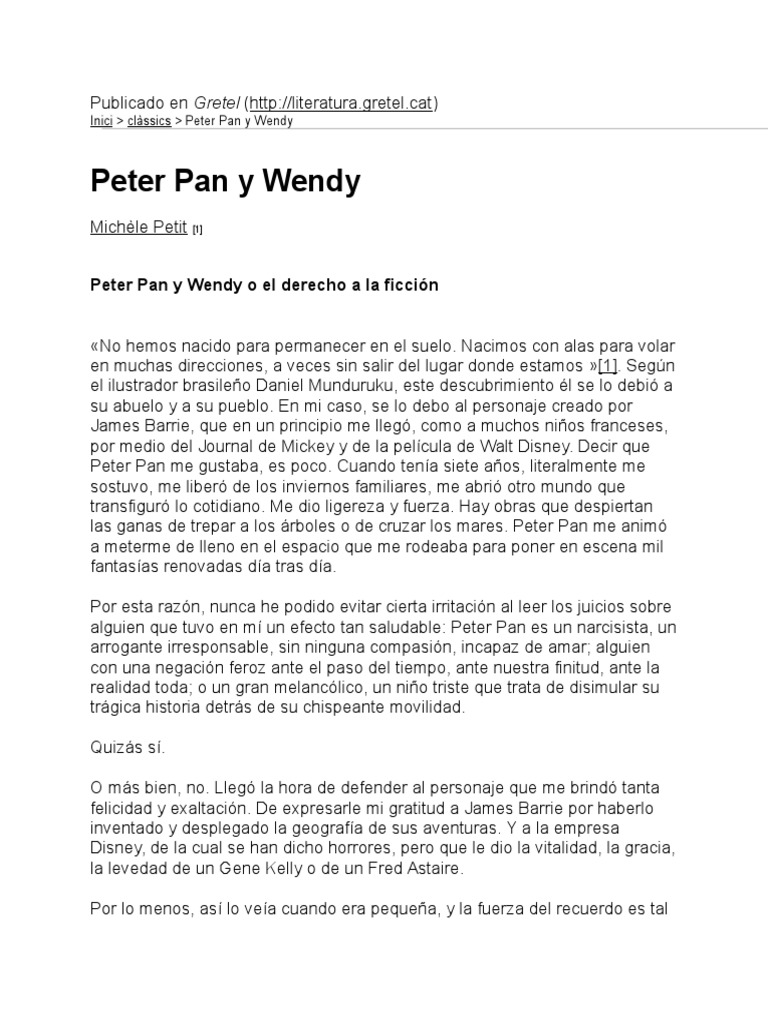 Peter Pan y Wendy Michele Petit | PDF | Peter Pan | Science