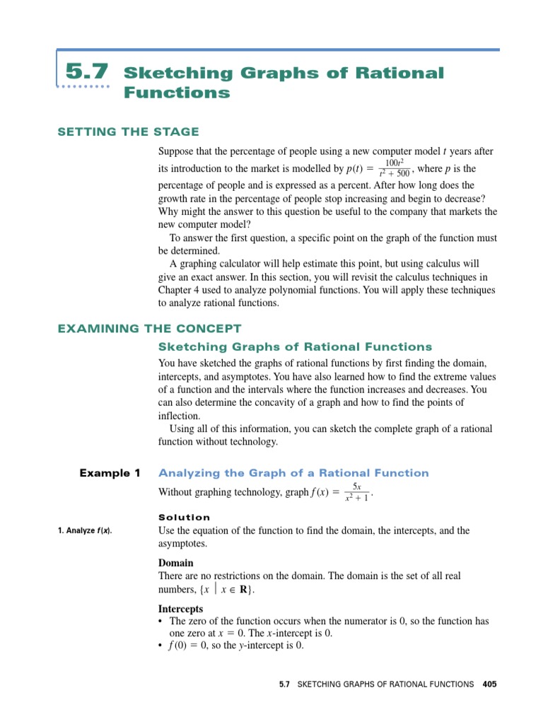 Sketching Graphs of Rational Functions: Setting The Stage | PDF ...