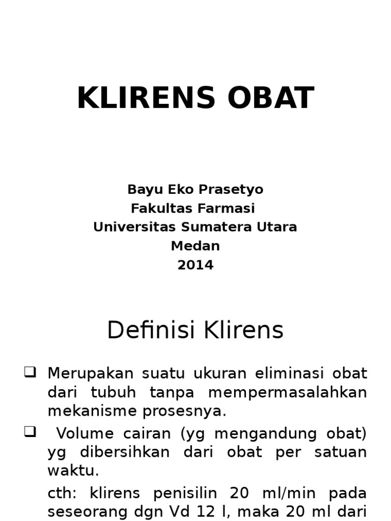 Klirens Obat | PDF | Sains & Matematika