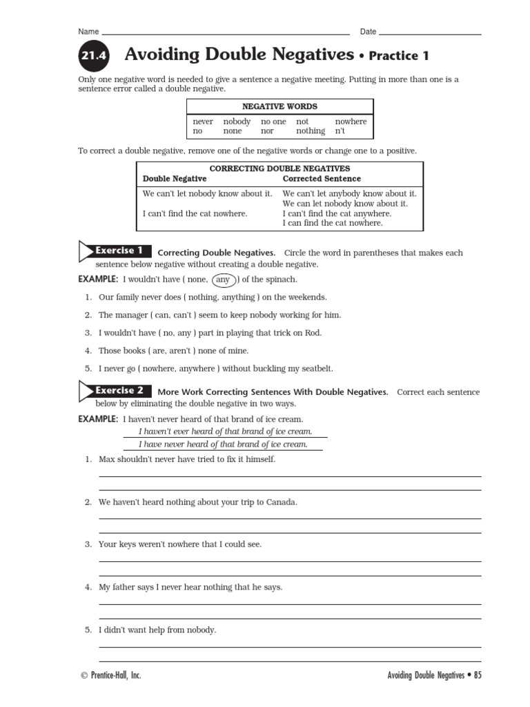 Avoiding Double Negatives 1 | PDF
