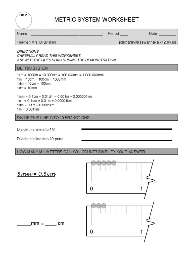 Metric System Worksheet | PDF