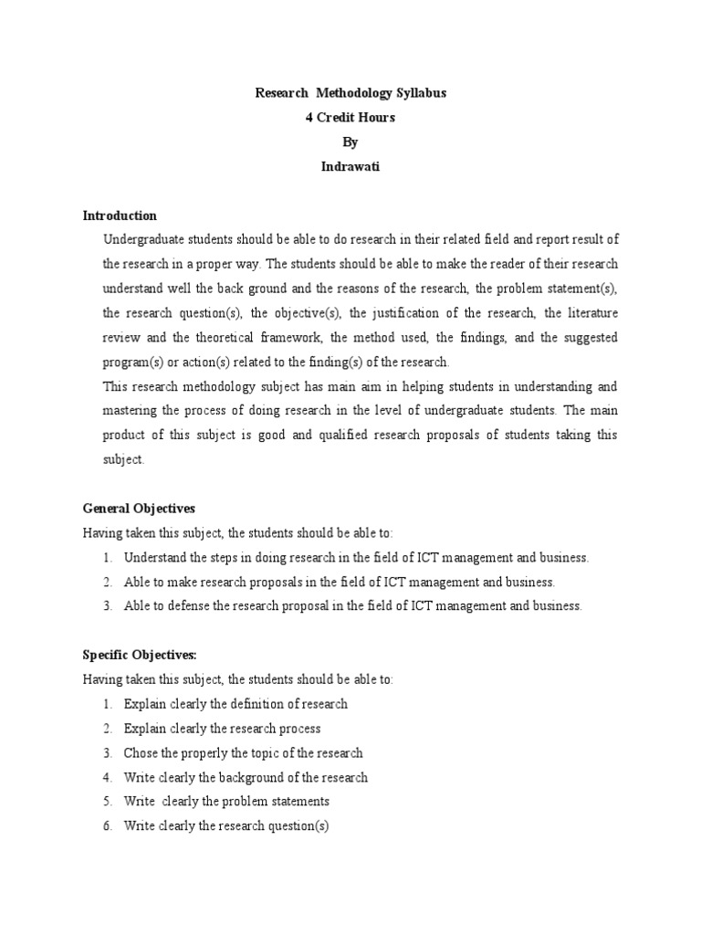 Research Methodology Syllabus | PDF | Level Of Measurement | Research ...