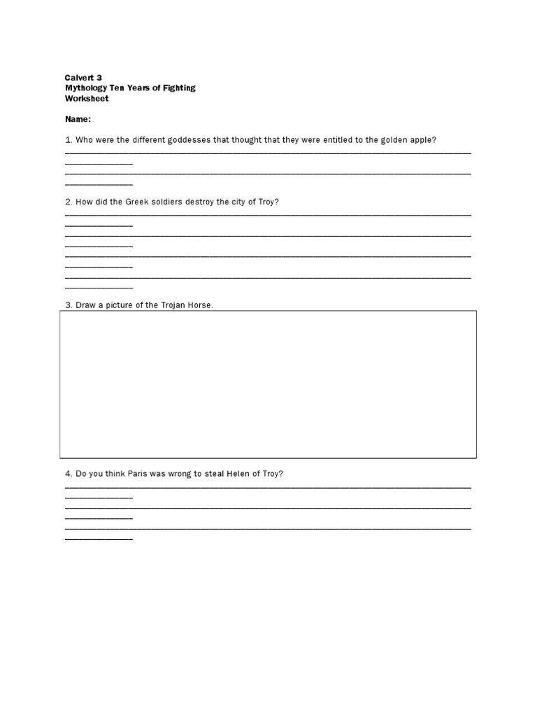 Greek Mythology Worksheet: Troy | PDF | History