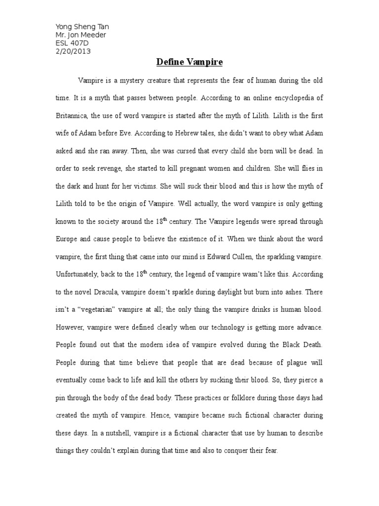 Define Vampire Myth and Evolution | PDF | Vampires | Lilith