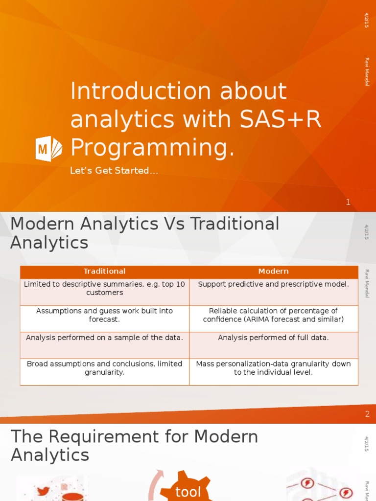 Introduction About Analytics With SAS+R Programming | PDF | Sas (Software) | Analytics