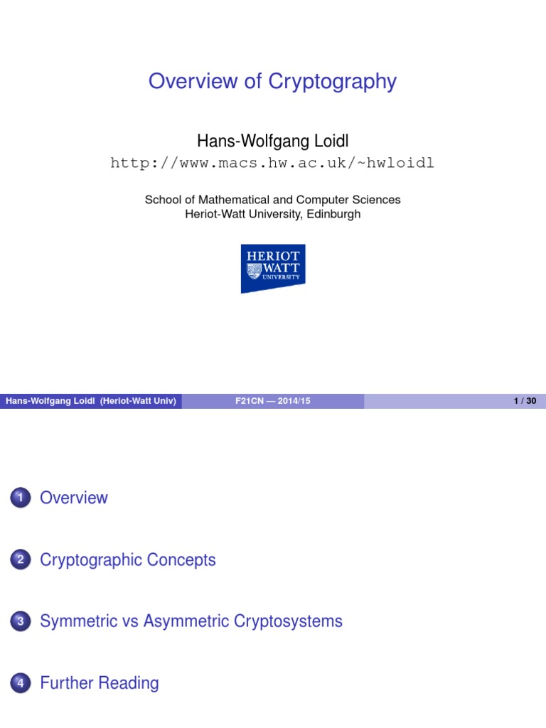 Overview of Cryptography | PDF | Cryptography | Key (Cryptography)