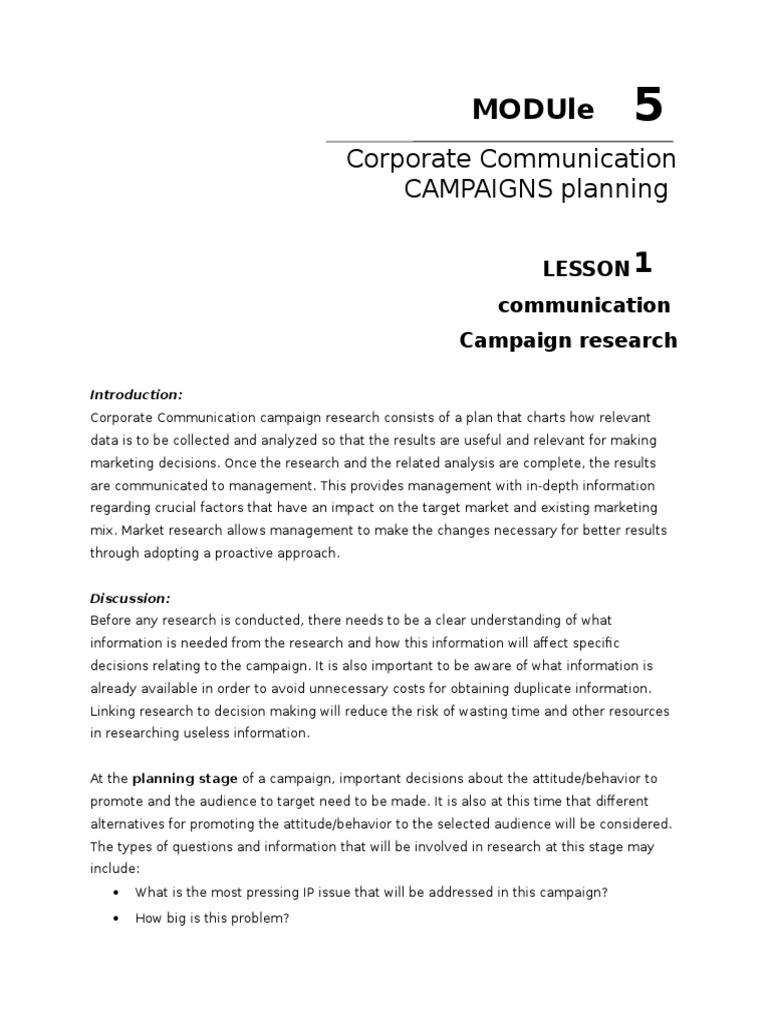 Module 5 Communications Planning Pup | Download Free PDF | Target ...