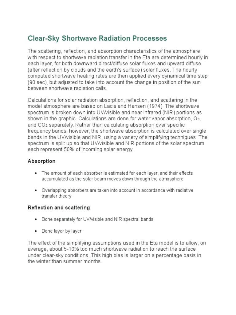 Clear-Sky Shortwave Radiation Processes: Absorption | PDF | Infrared | Sun
