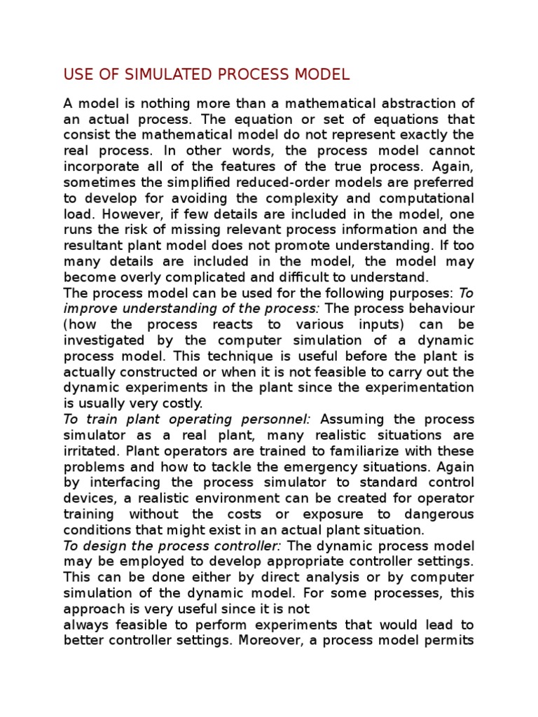 Use of Simulated Process Model | PDF | Mathematical Model | Simulation