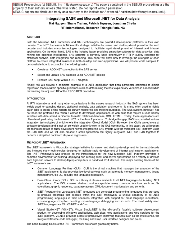 Connecting To SAS Using C# | PDF | Microsoft Visual Studio | Sas (Software)