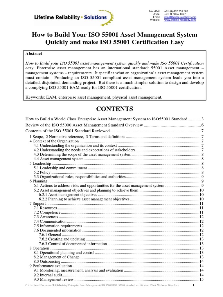 ISO 55001 Asset Management System Guide | PDF | Business Process | Iso 9000