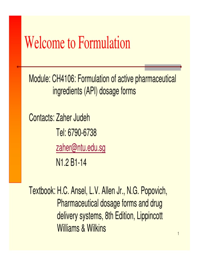 An Introduction to the Formulation of Active Pharmaceutical Ingredients ...