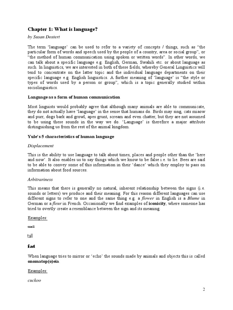 Characteristics of Language | PDF | Linguistics | English Language